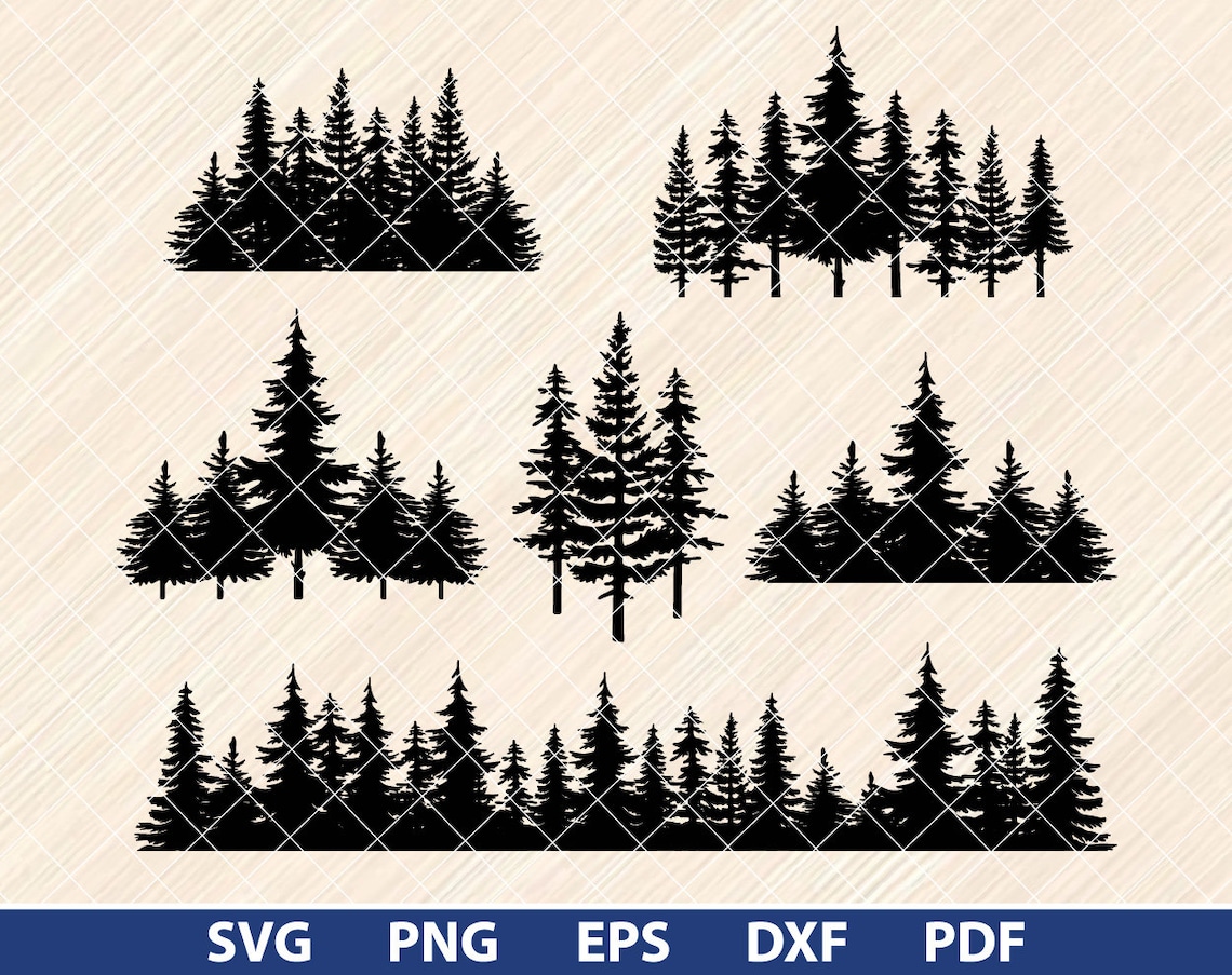Forest Tree Line SVG, Pine Trees Svg, Forest Svg Bundle, Tree Line Svg ...