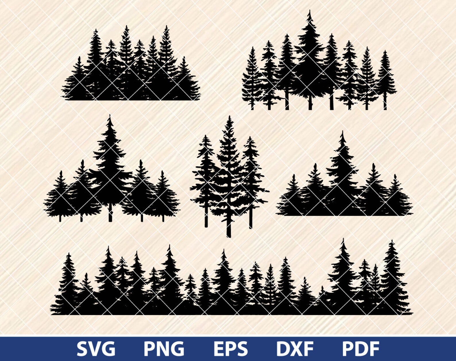 Forest Tree Line SVG, Pine Trees Svg, Forest Svg Bundle, Tree Line Svg ...