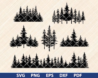 Forest Tree Line SVG, Pine Trees Svg, Forest Svg Bundle, Tree Line Svg ...