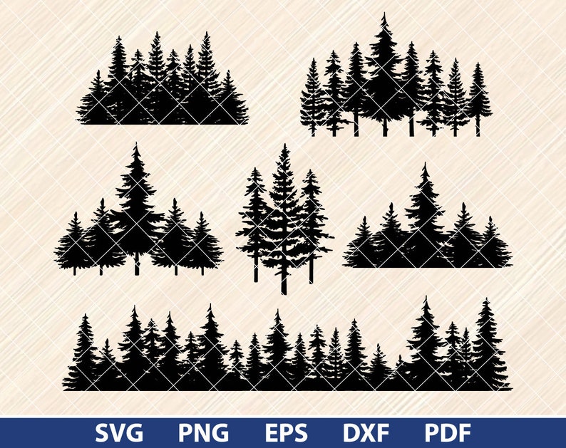 Forest Tree Line SVG, Pine Trees Svg, Forest Svg Bundle, Tree Line Svg ...