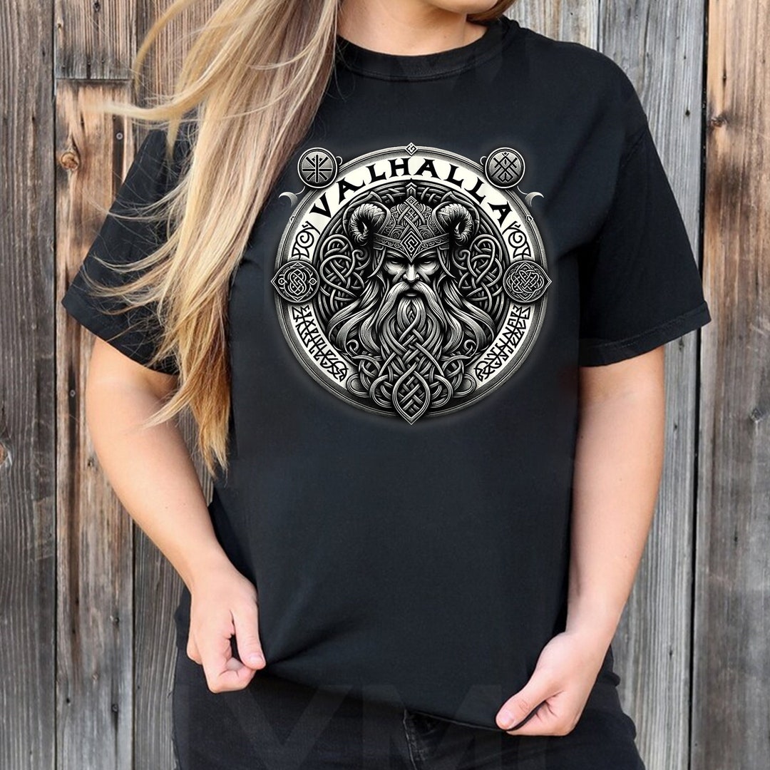 Vinage Valhalla Odin in Mask Runes Norse Compass Viking, Valhalla Odin ...