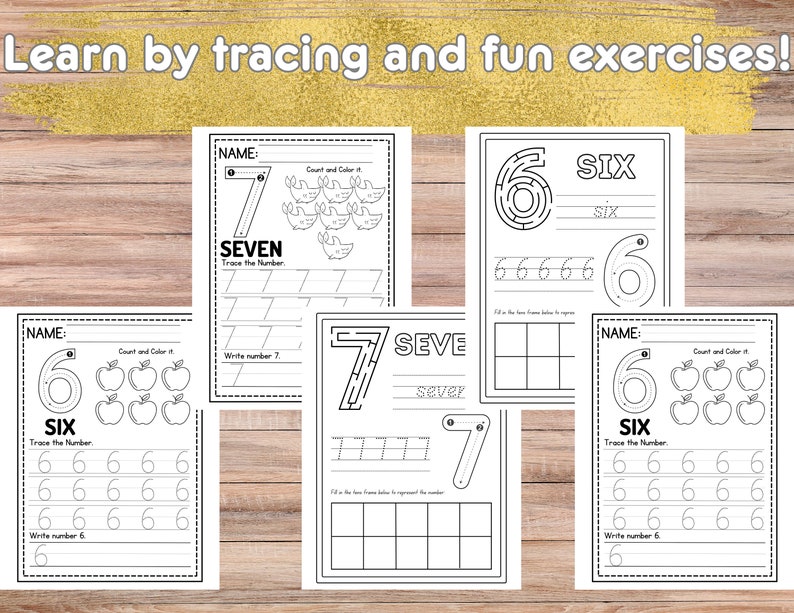 1-10 Number Tracing Worksheets for Preschool & Kindergarten Printable ...