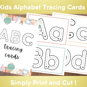 Kindergarten Alphabet Tracing Cards, Printable ABC Flashcards, Large ...