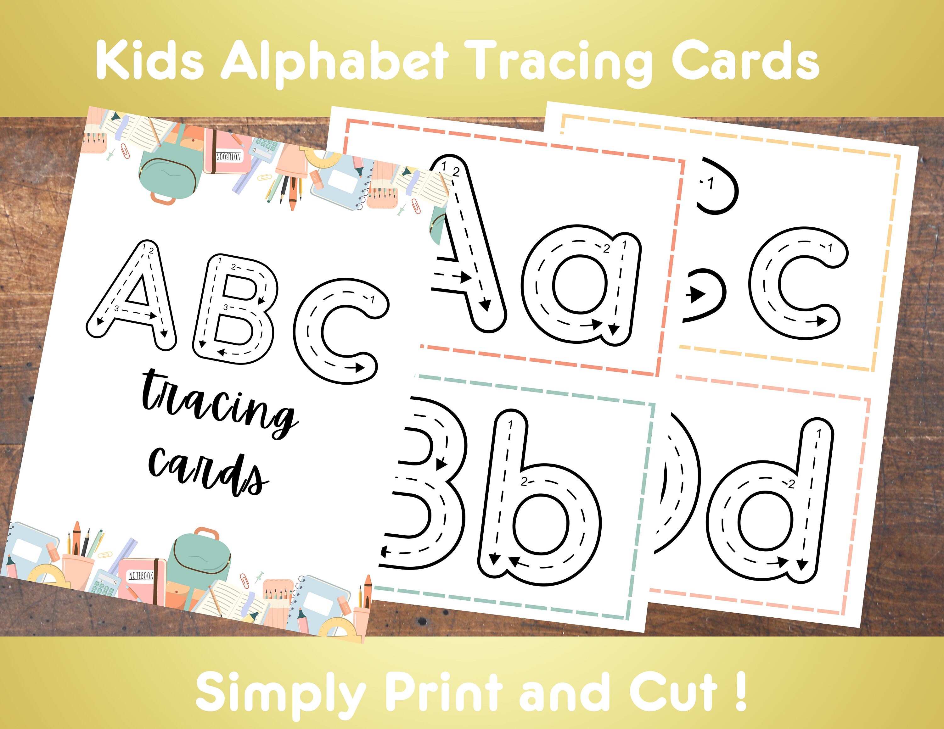 Kindergarten Alphabet Tracing Cards, Printable ABC Flashcards, Large ...