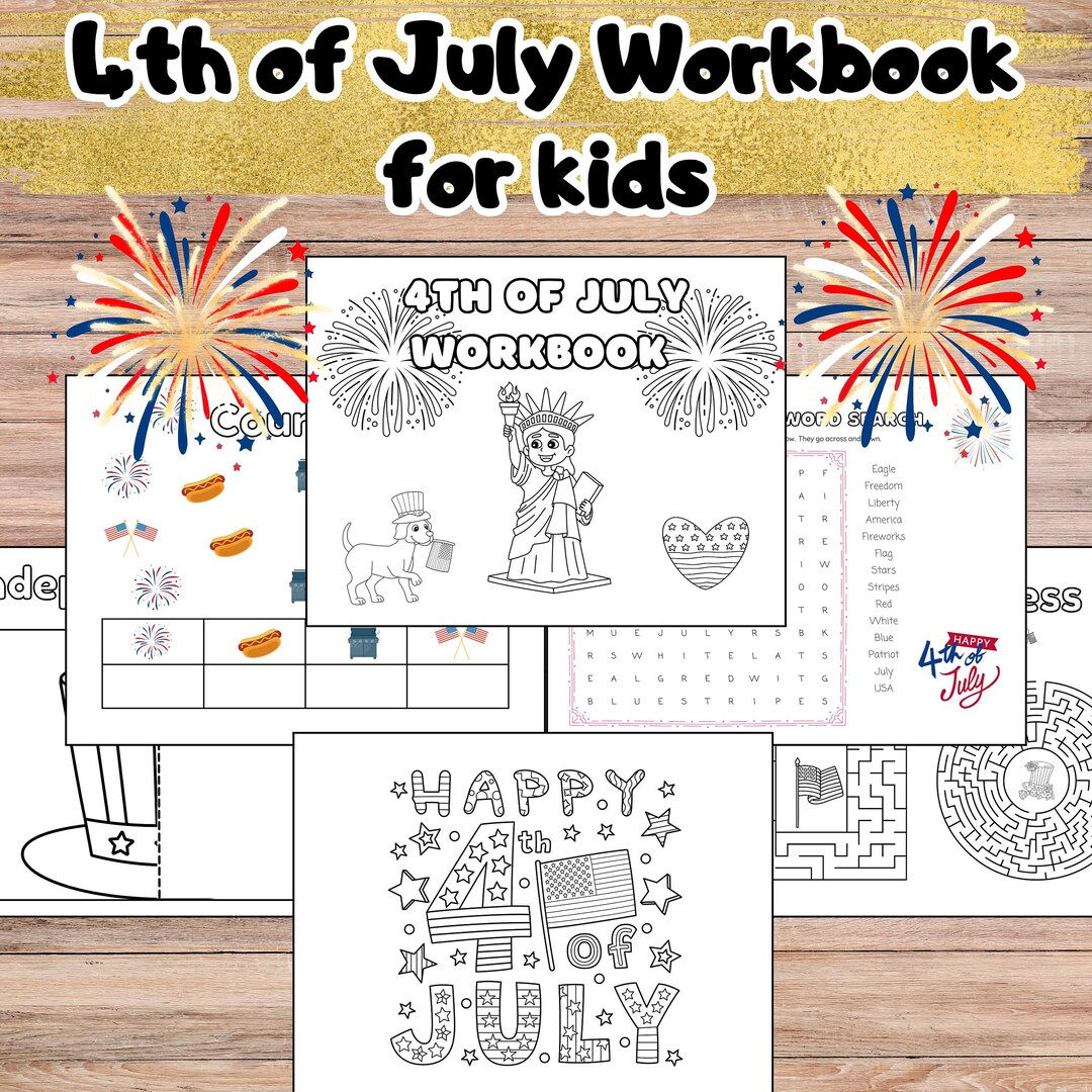 4th of July Workbook for Kids | Kids Independence Day Busy Book ...