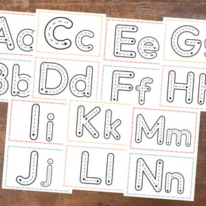 Kindergarten Alphabet Tracing Cards, Printable ABC Flashcards, Large ...