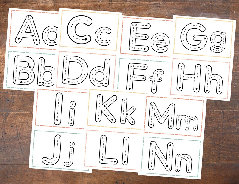 Kindergarten Alphabet Tracing Cards, Printable ABC Flashcards, Large ...