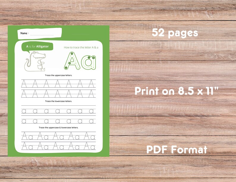 Preschool & Kindergarten Alphabet Tracing Workbook | Printable ABC ...