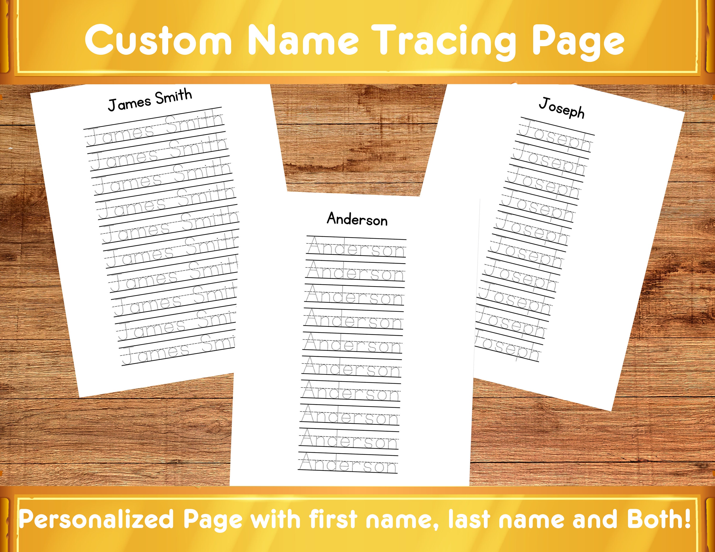 Personalized Kids Name Tracing Worksheet Custom Handwriting Practice ...
