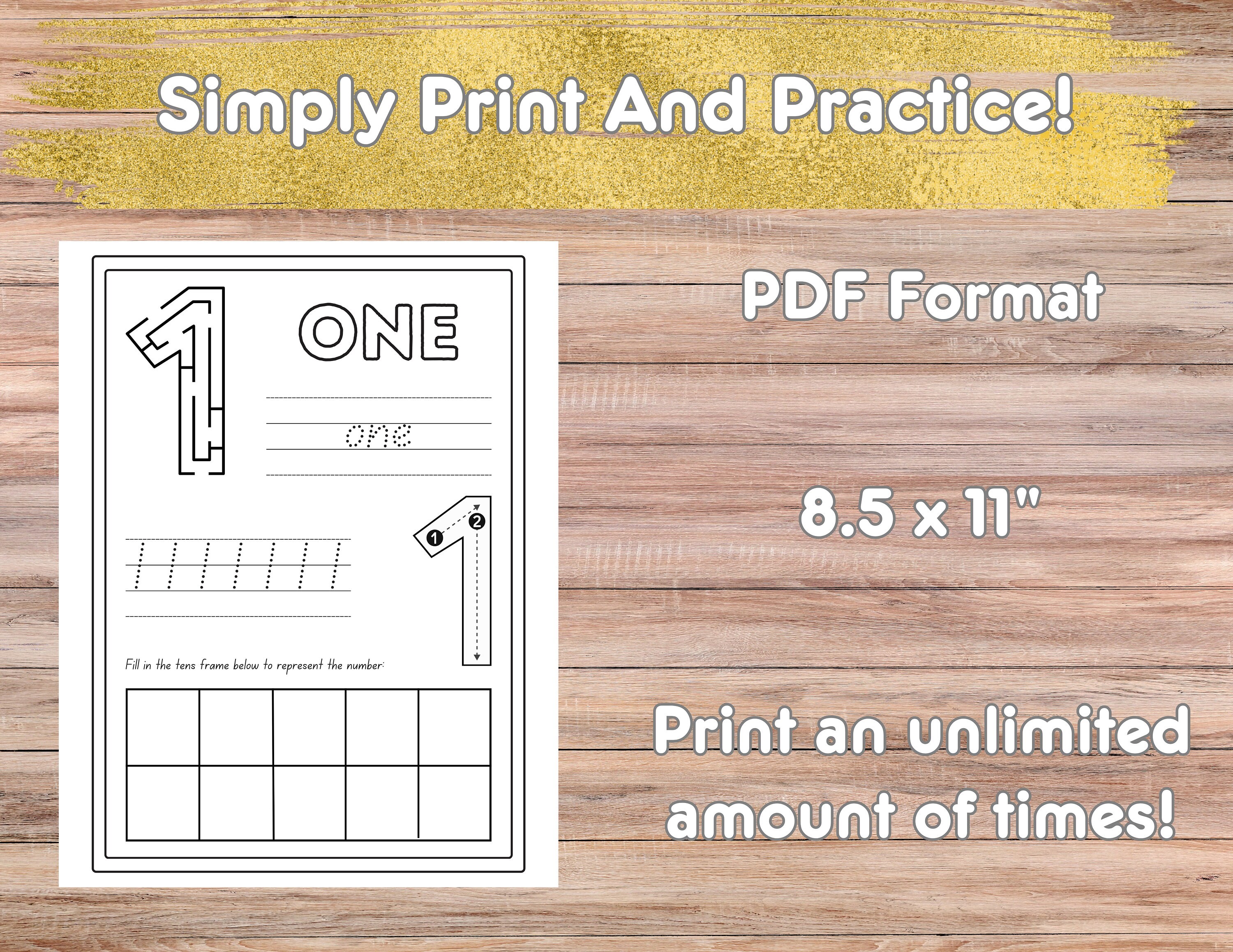 1-10 Number Tracing Worksheets for Preschool & Kindergarten Printable ...