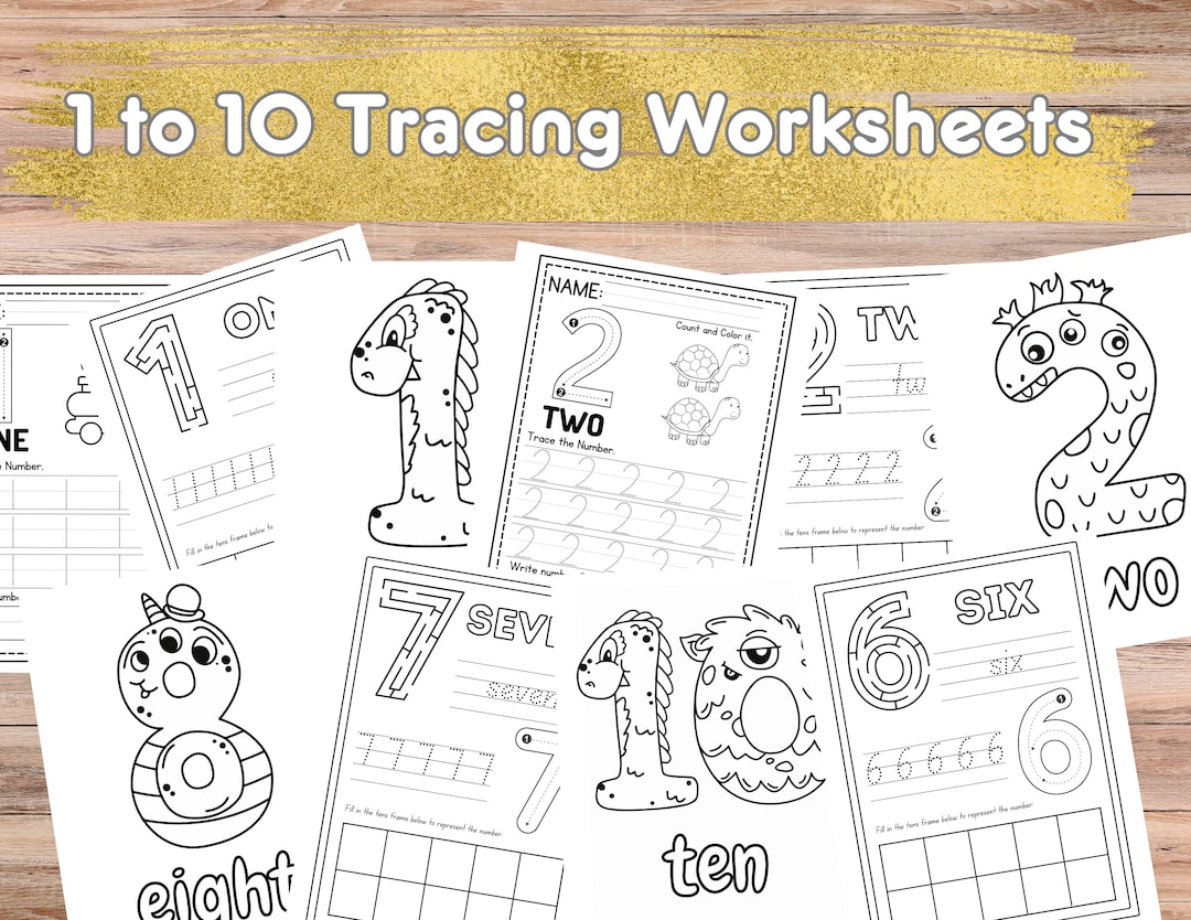 1-10 Number Tracing Worksheets for Preschool & Kindergarten | Printable ...