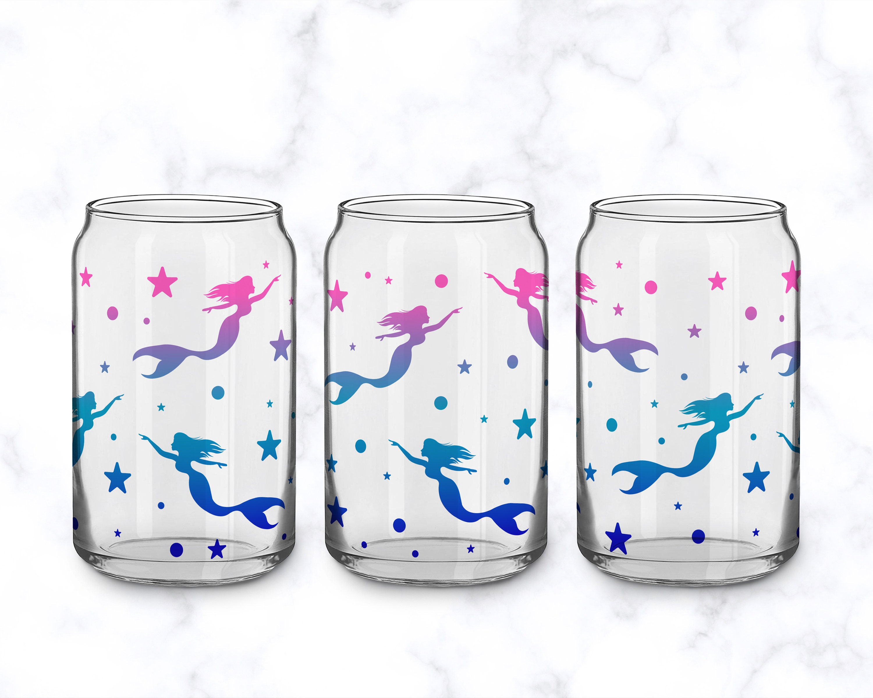 Mermaid Pattern Can Wrap • Digital Download SVG Files for Cricut - 16oz ...
