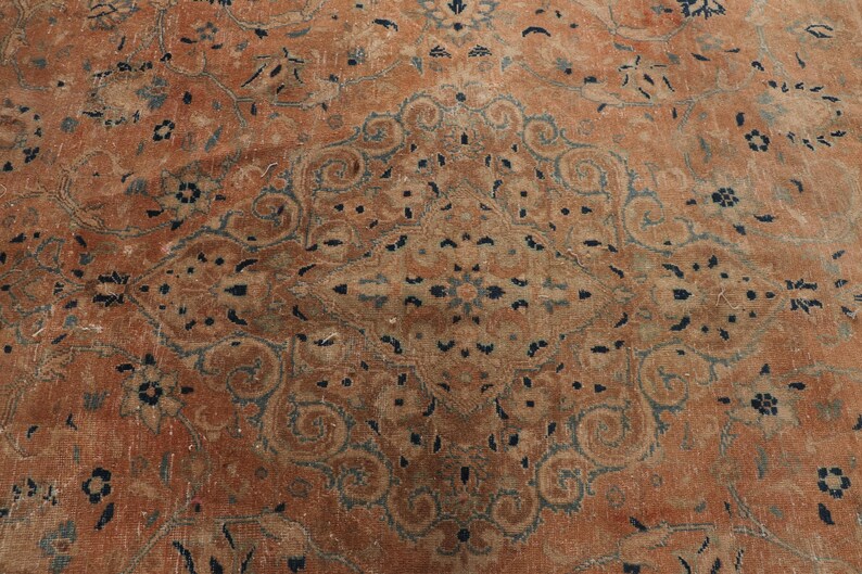 9.8x13.3 Ft Vintage Rug, Turkish Oversize Rug, Brown Patchwork Wool Rug ...