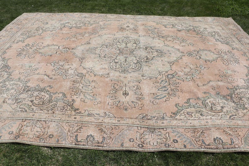 9.2x12.5 Ft Turkish Oversize Rug, Vintage Brown Polka Dot Rug - Etsy