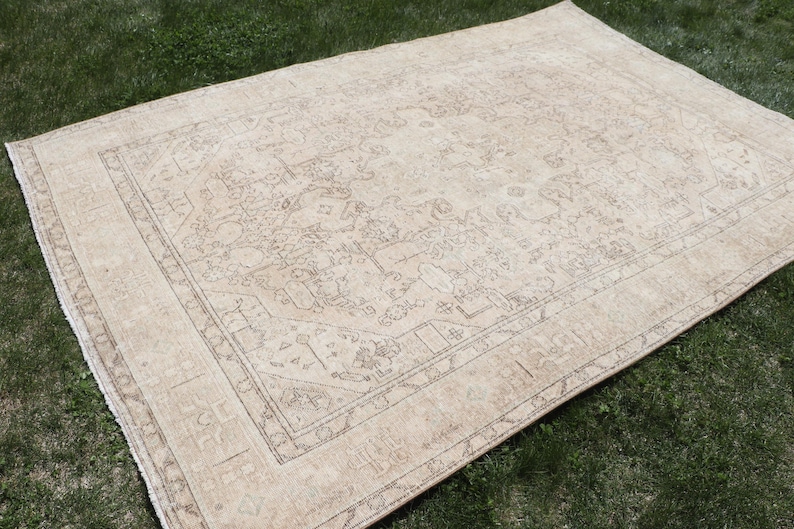 6.4x9.2 Ft Turkish Rug, Brown Floral Vintage Wool Rug - Etsy UK