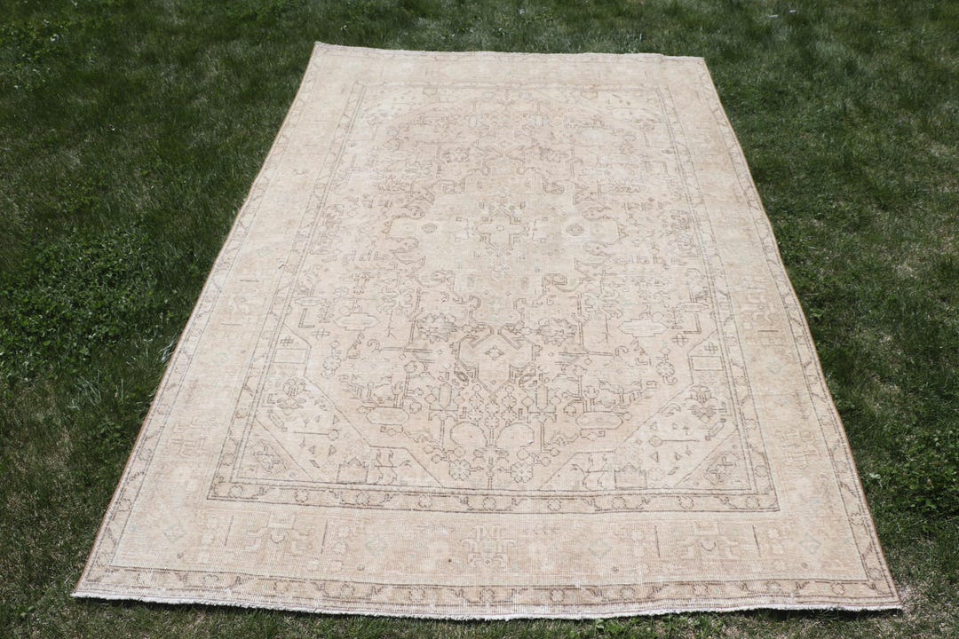 6.4x9.2 Ft Turkish Rug, Brown Floral Vintage Wool Rug - Etsy UK