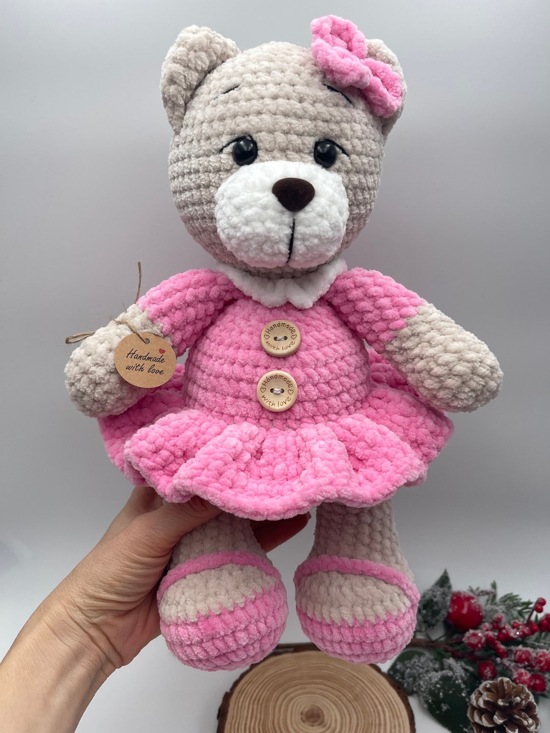 Personalized Stuffed Teddy Bear, Custom Plush, Crochet Bear, Plushies ...