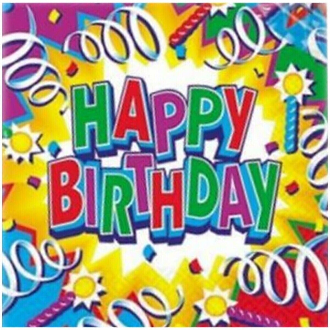 Happy Birthday Paper Napkins Mens Ladies Kids Boy Girl Colourful ...