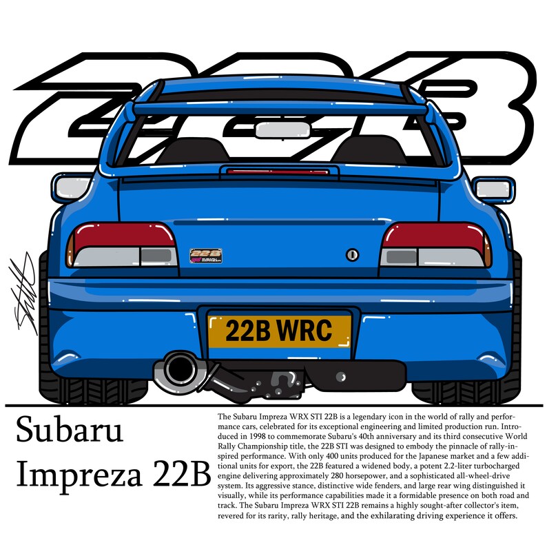 Impreza 22B Homologation Race Car Custom Graphic Short-sleeve T-shirt ...