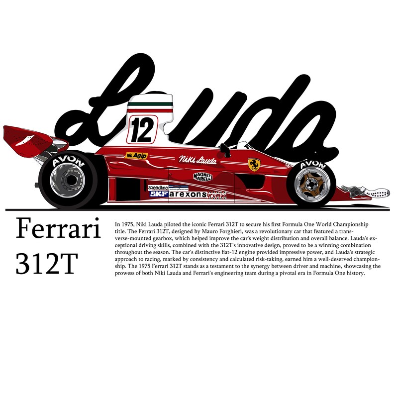 Lauda's 1975 312T Formula One Race Car Custom Graphic Poster - Etsy