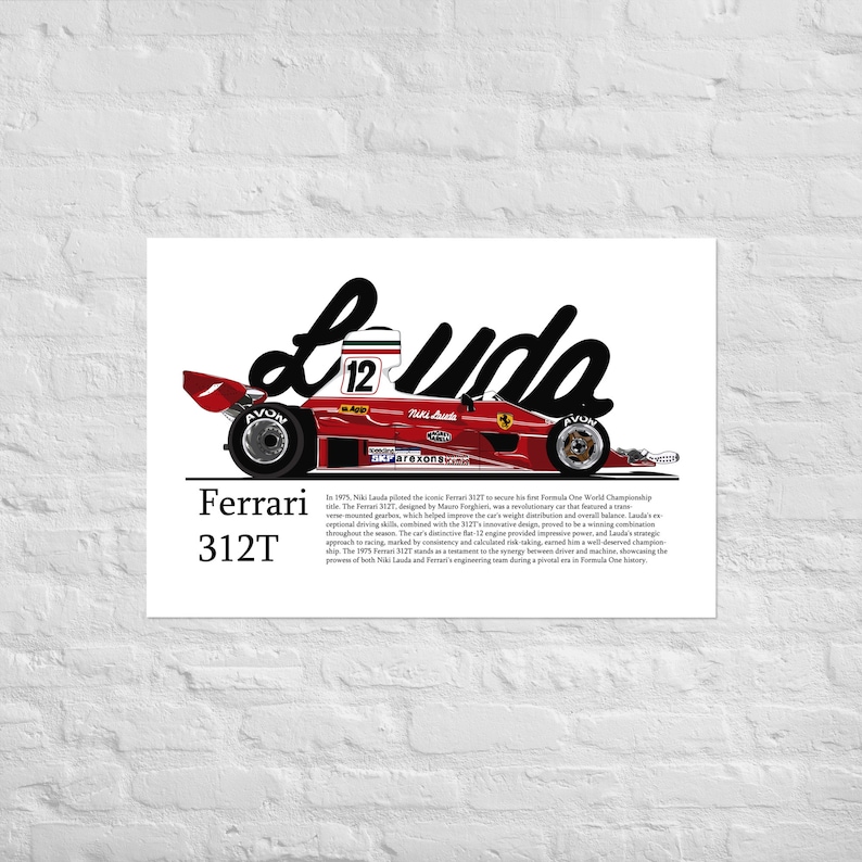 Lauda's 1975 312T Formula One Race Car Custom Graphic Poster - Etsy