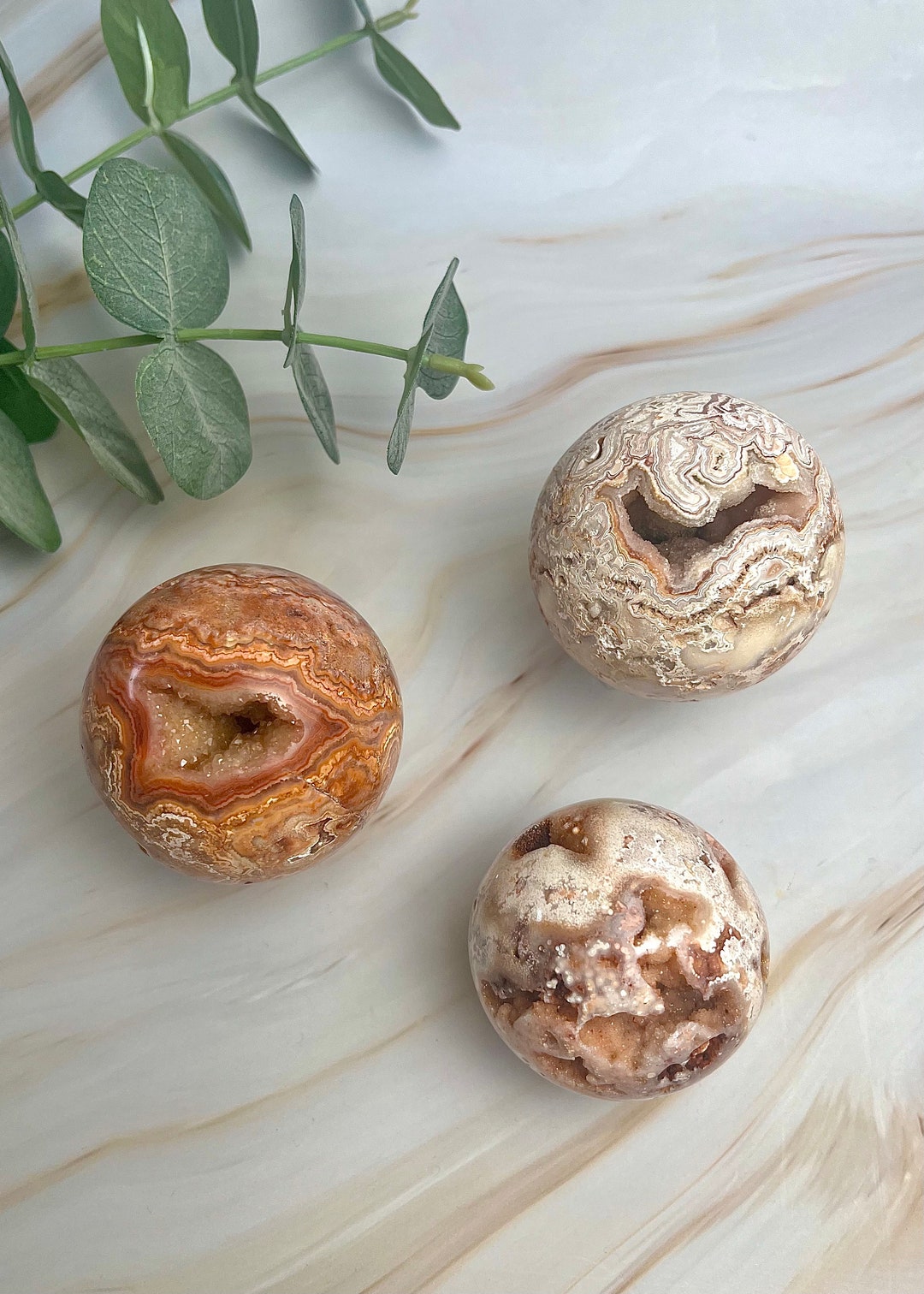 Pink Crazy Lace Agate Crystal Sphere | Large | Orbicular, Bubble Druzy ...