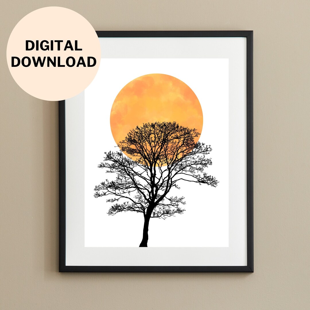 Sunset Prints, Sun Silhouette Prints, Nature Wall Prints, Sunset Wall ...