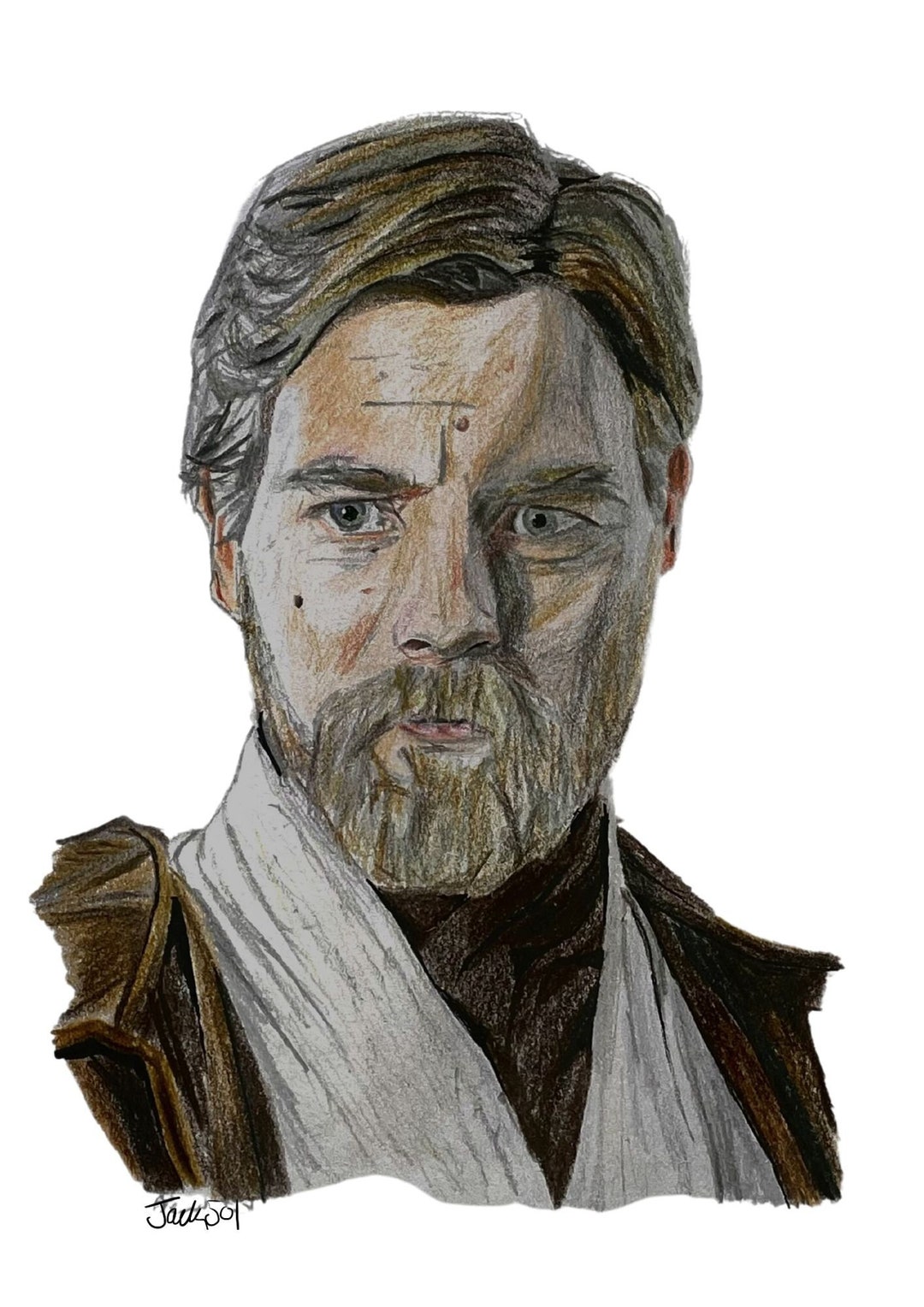 Obi-wan Kenobi Art Star Wars Drawing Portrait PDF Download - Etsy