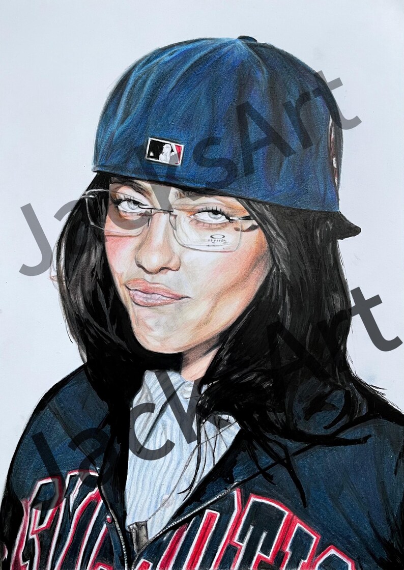 Billie Eilish Portrait Drawing - PDF Digital Download - Coloured Billie ...