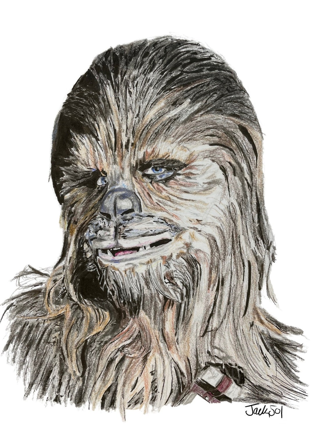 Chewbacca Art Star Wars Drawing Portrait PDF Download A New - Etsy