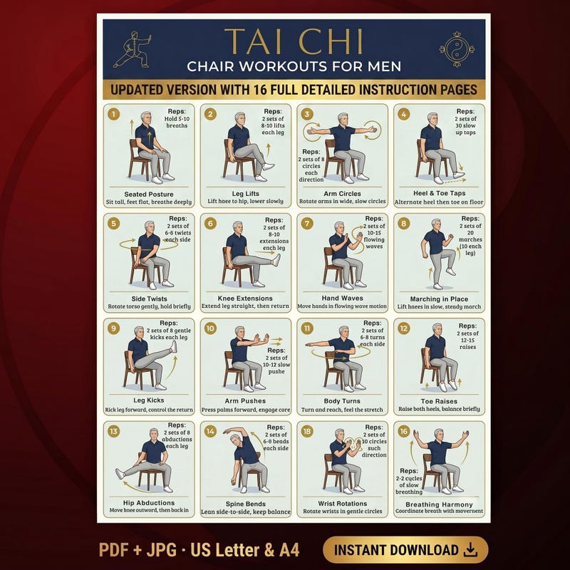 Chair Workout Men 60 - Etsy
