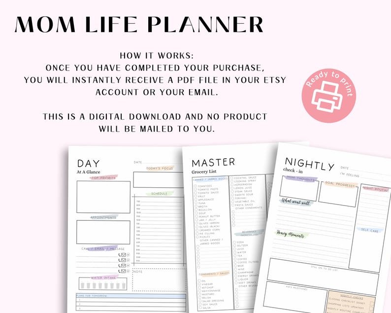Mom Planner Printable, Mom Life Planner, Daily Planner for Busy Moms ...