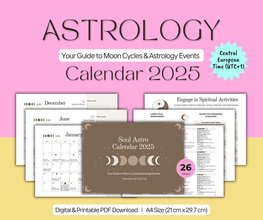 2025 Astrology & Lunar Calendar | Zodiac Signs, Moon Phases, Planetary ...