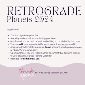 2024 Retrograde Planets Calendar & Tracker Editable in Canva Printable ...