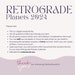 2024 Retrograde Planets Calendar & Tracker Editable in Canva Printable ...