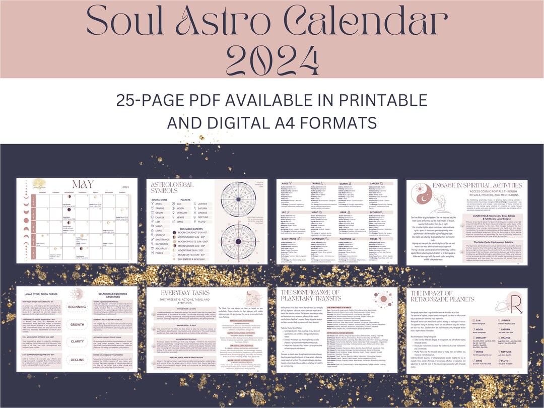 2024 Astrology Calendar for Spiritual and Daily Activities: Zodiac ...
