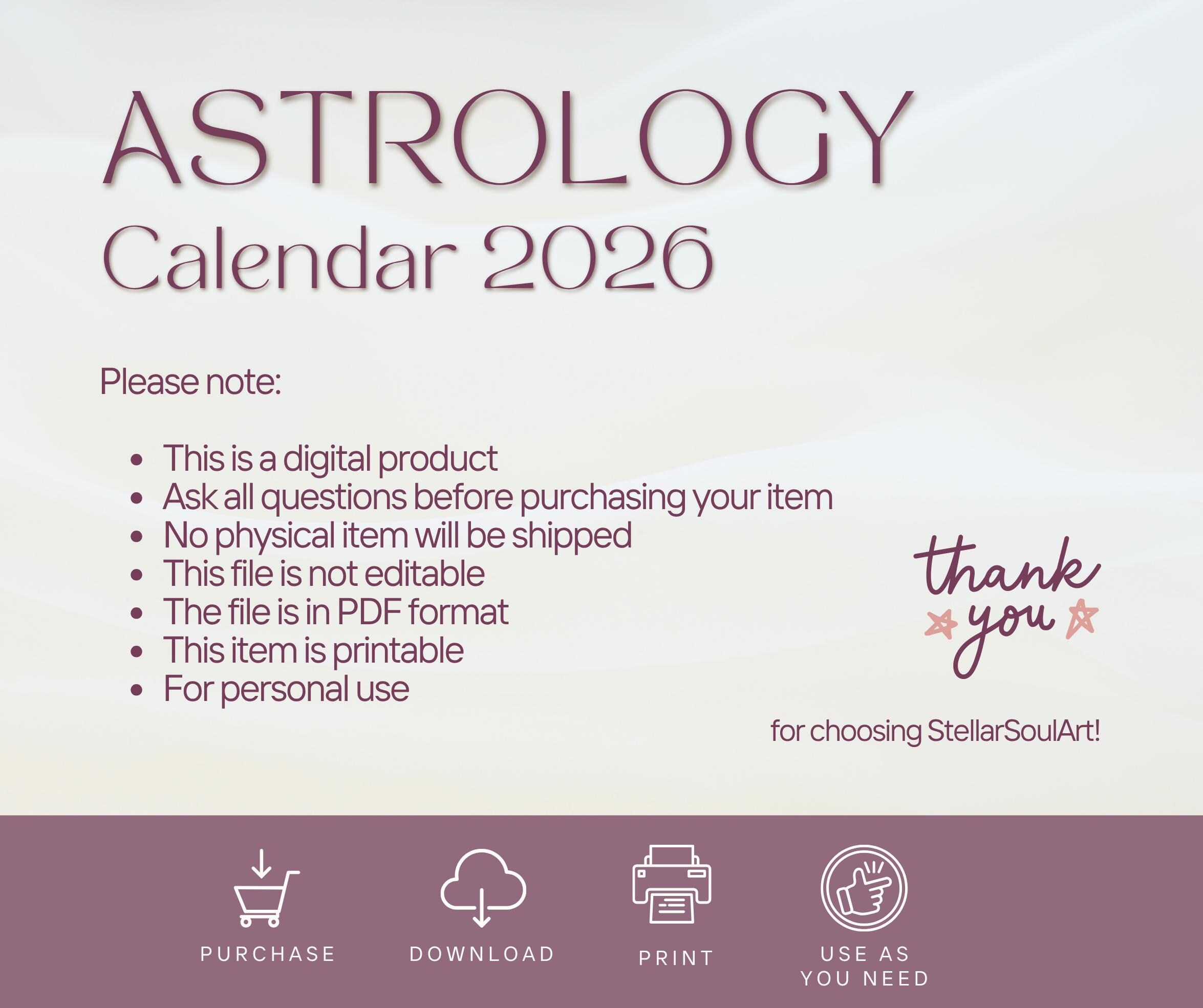 2026 Astrology & Lunar Calendar | Zodiac Signs, Moon Phases, Planetary ...