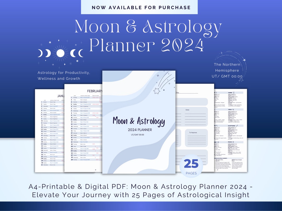 2024 Moon & Astrology PDF Planner, Moon Phases, Planetary Ingresses ...