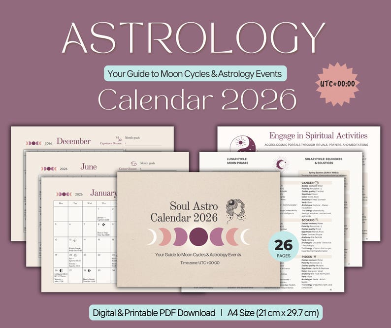 2026 Astrology & Lunar Calendar | Zodiac Signs, Moon Phases, Planetary ...