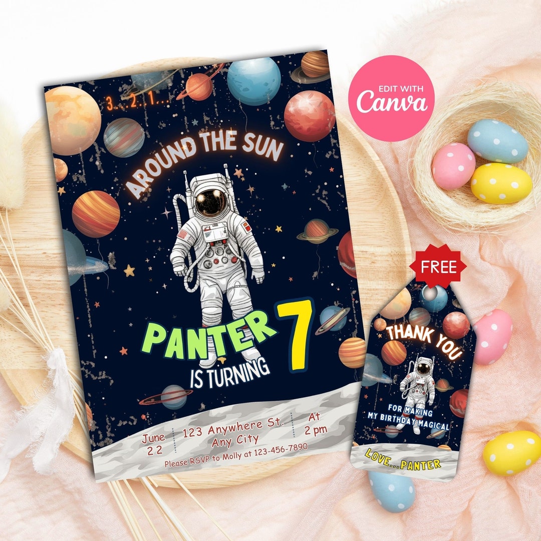 Outer Space Birthday Invitation, Planets Astronaut Invite, Galaxy Blast ...