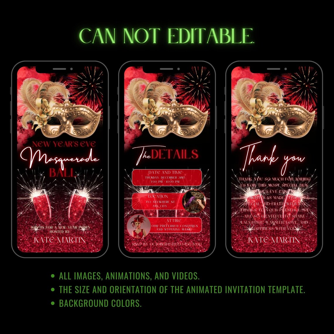 Animated Masquerade Ball Video Invitation: New Year's Eve Party ...
