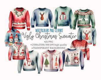 Christmas Sweaters Clipart PNG Ugly Sweaters Clipart Christmas - Etsy