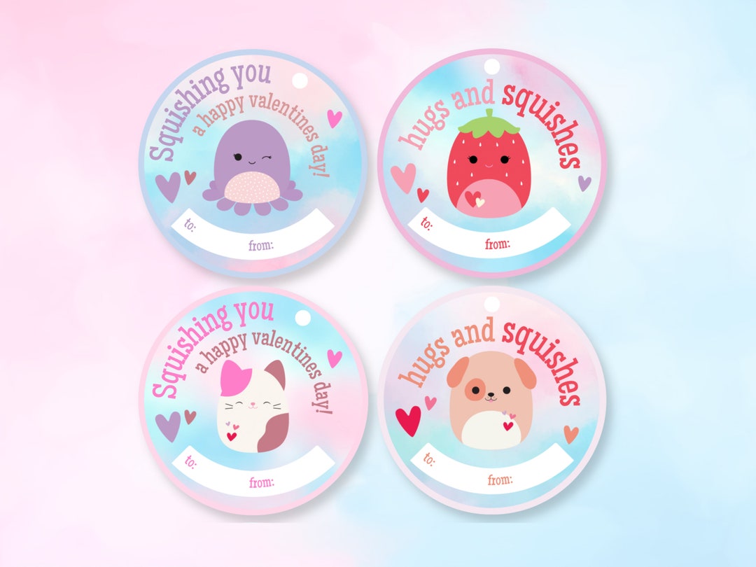Printable Hugs and Squishes Tags | Valentines Tags for Class Valentines ...