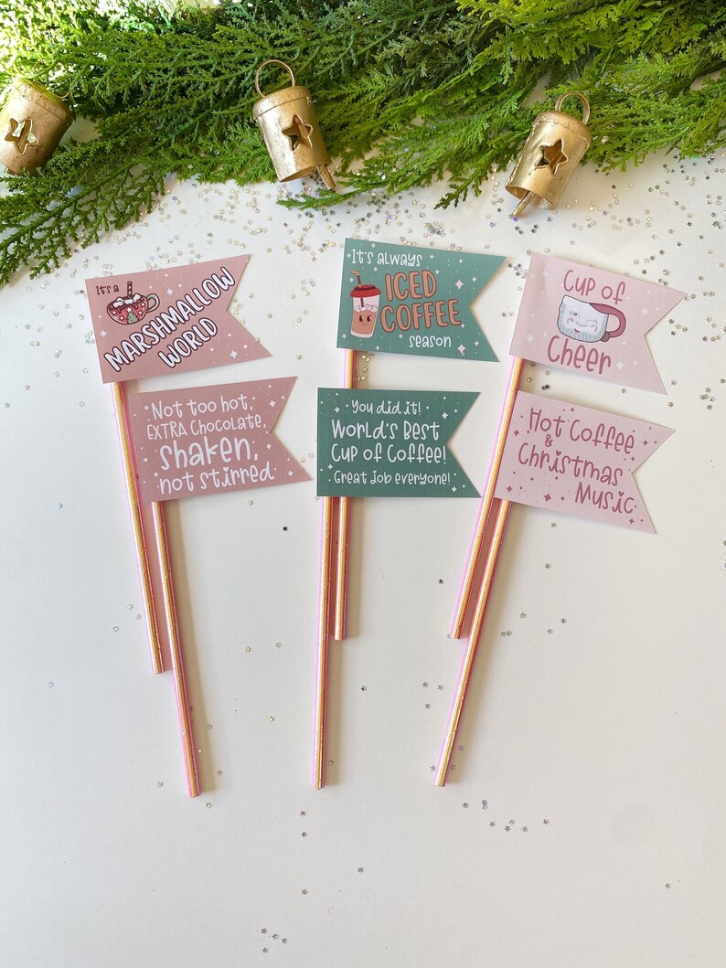 Printable Coffee and Cocoa Themed Christmas Holiday Pennant Flags for ...