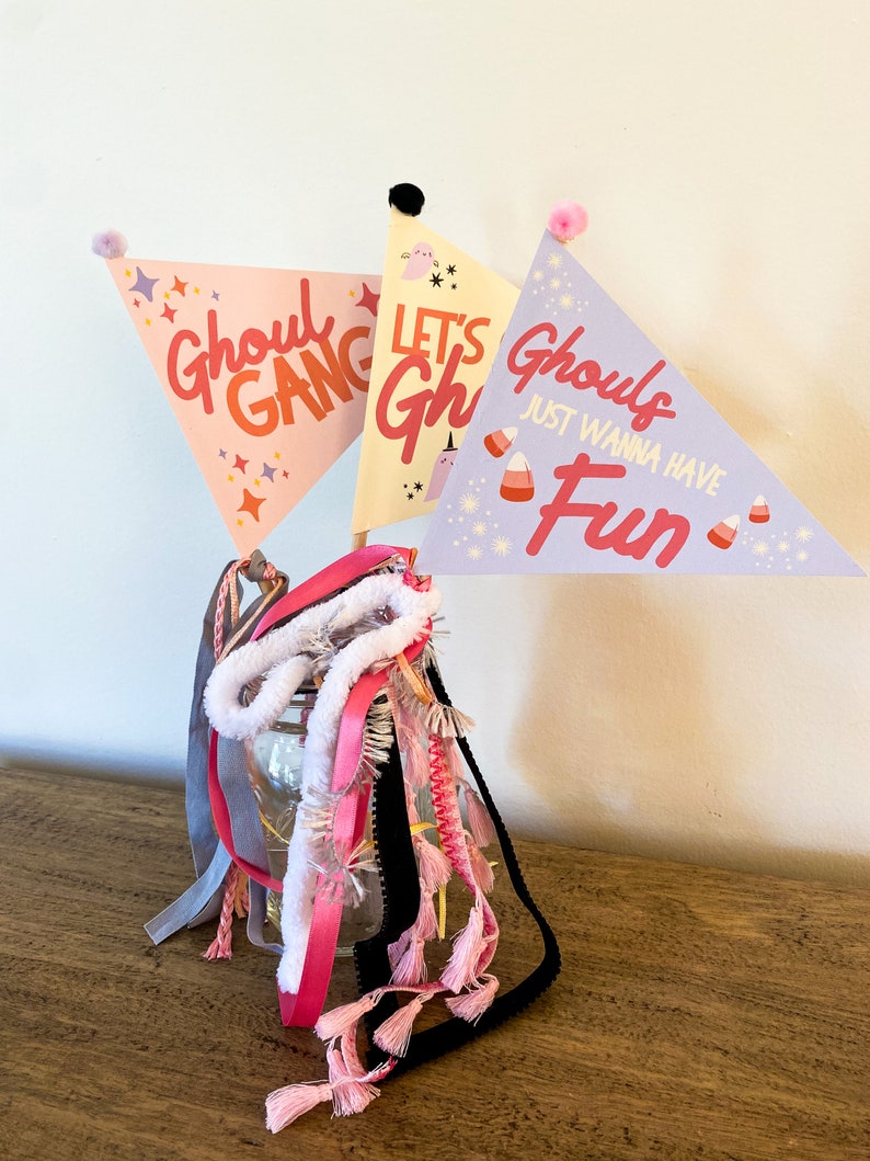 Printable Halloween Party Flags Decorations Girly Ghoul Gang Unique ...