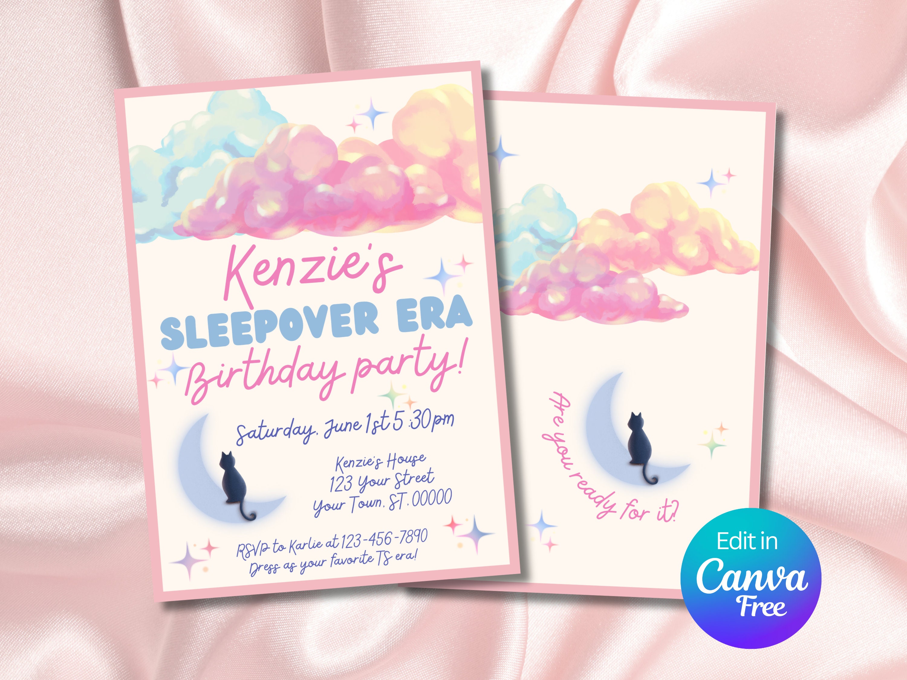 Editable Swiftie Sleepover Birthday Invitation | Sleepover Invite ...