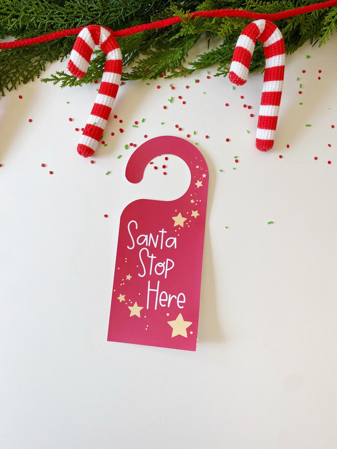 Printable Christmas Holiday Santa Stop Here Door Hanger Sign - Etsy