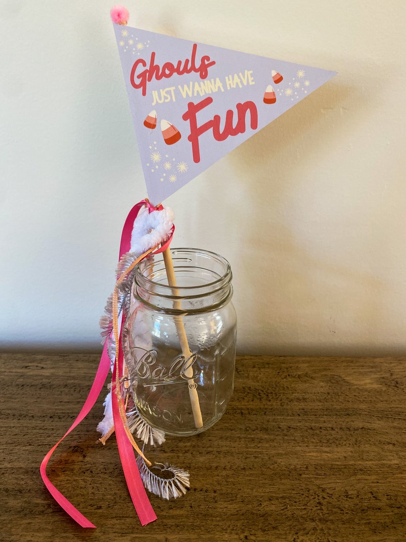 Printable Halloween Party Flags Decorations Girly Ghoul Gang Unique ...