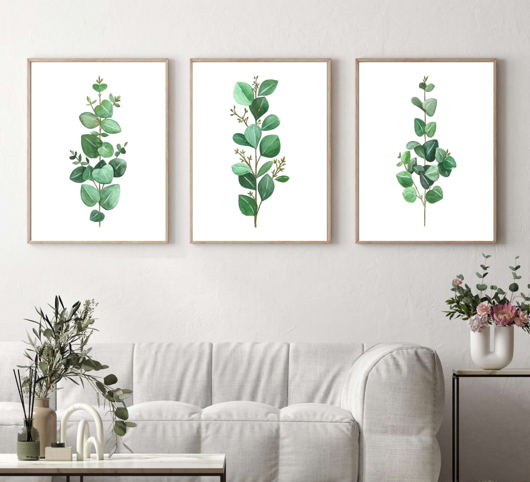 Set of 3 Eucalyptus Wall Art, Eucalyptus Leaves Art Print, Botanical ...
