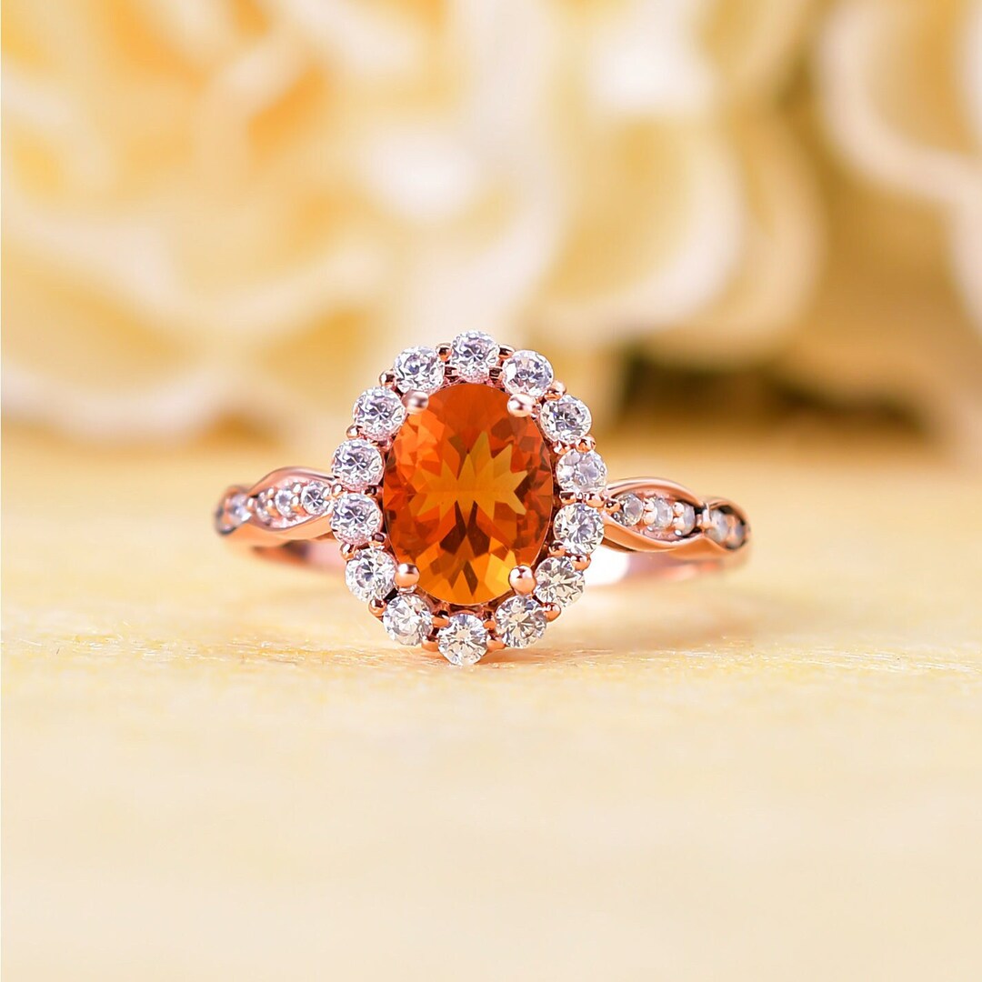 14K Gold Fire Opal Ring, Wedding Ring, Engagement Ring Gift for Her ...